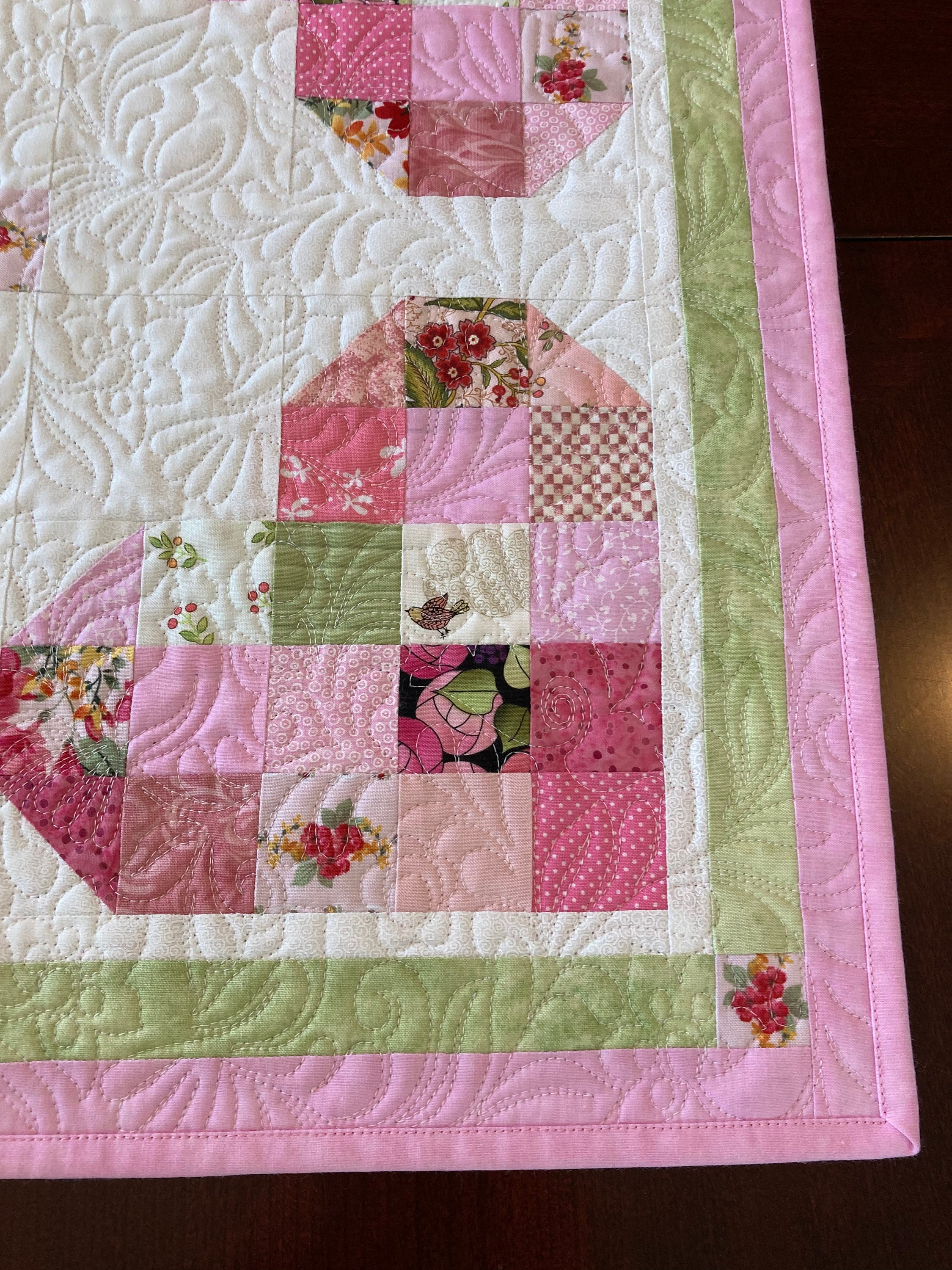 Four Pink Hearts Table Topper - Etsy