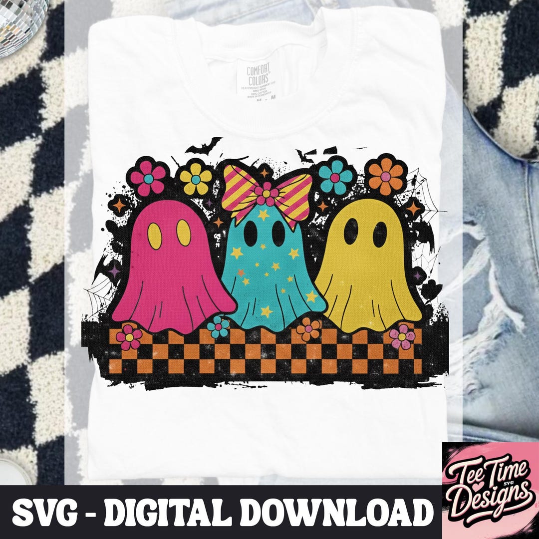 Spooky Retro Ghost SVG Sublimation | Groovy Halloween Clipart | Trippy ...