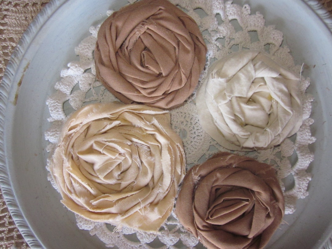 This is a Group of Four Vintage Cloth Rolled Roses - Etsy