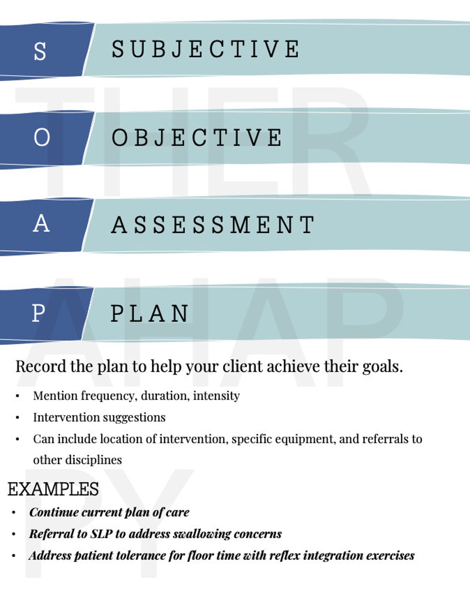 The SOAP Note Tip Sheet for Occupational Therapists OT, COTA, Ota, Cota ...