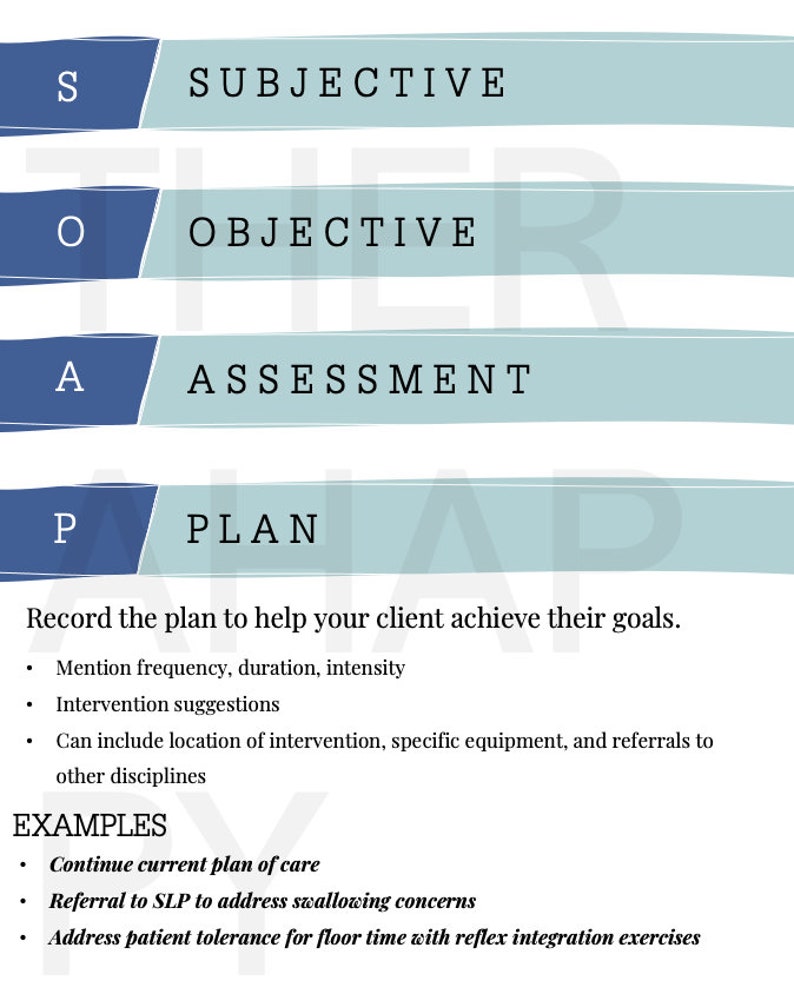 The SOAP Note Tip Sheet for Occupational Therapists OT, COTA, Ota, Cota ...