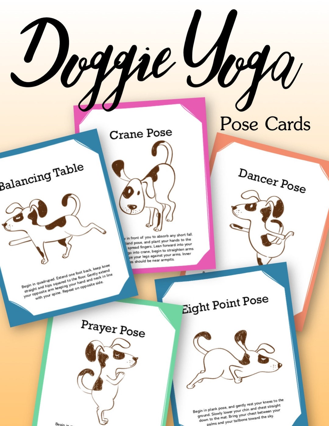 Doggie Yoga Card Poses, Therapeutic Yoga, Yoga for Kids, Occupational ...