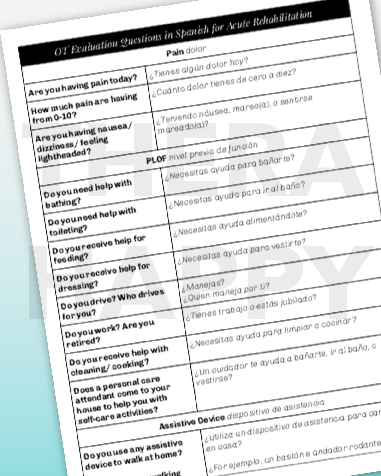 OT / PT English-spanish Translation - Phrases, Anatomy, and Assistive ...
