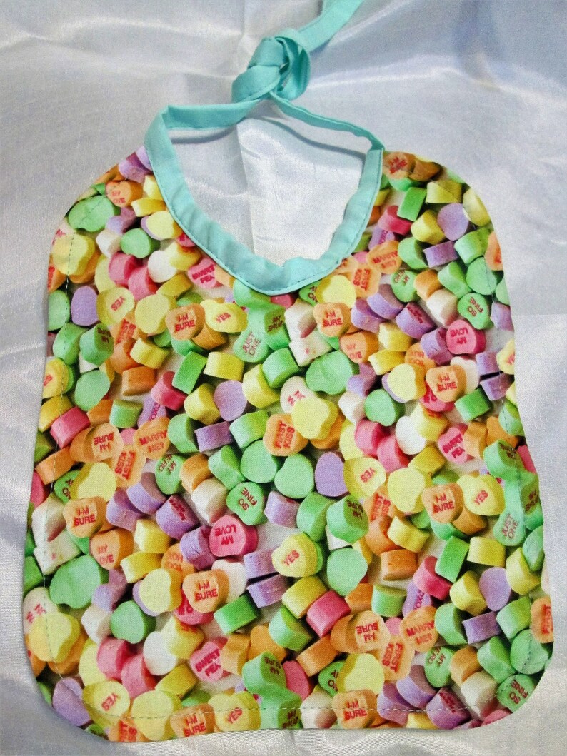 Valentine Conversation Hearts Baby Bibs Pastel Green Backing. - Etsy