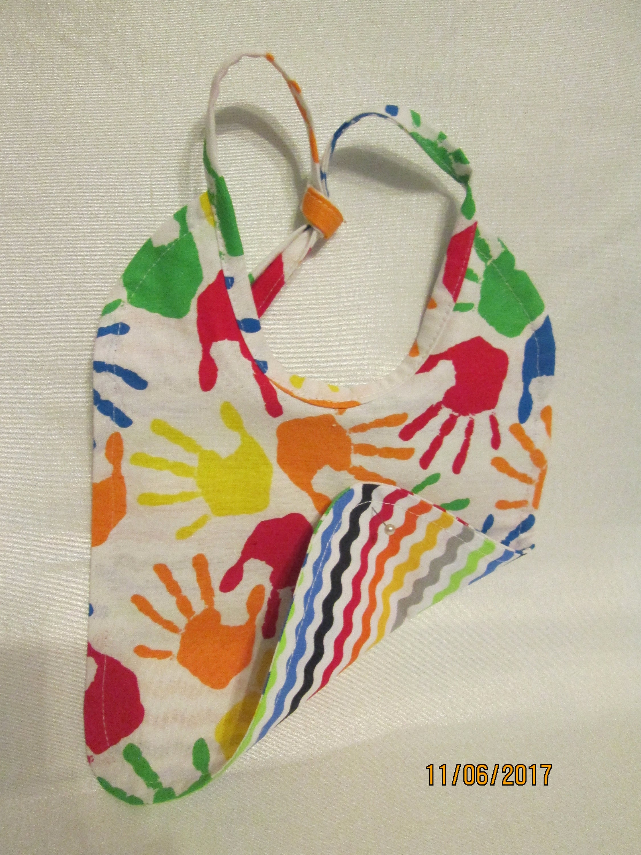 Handprints Primary Colors Baby Bib 100% Cotton. Baby Gift. Photo Prop ...