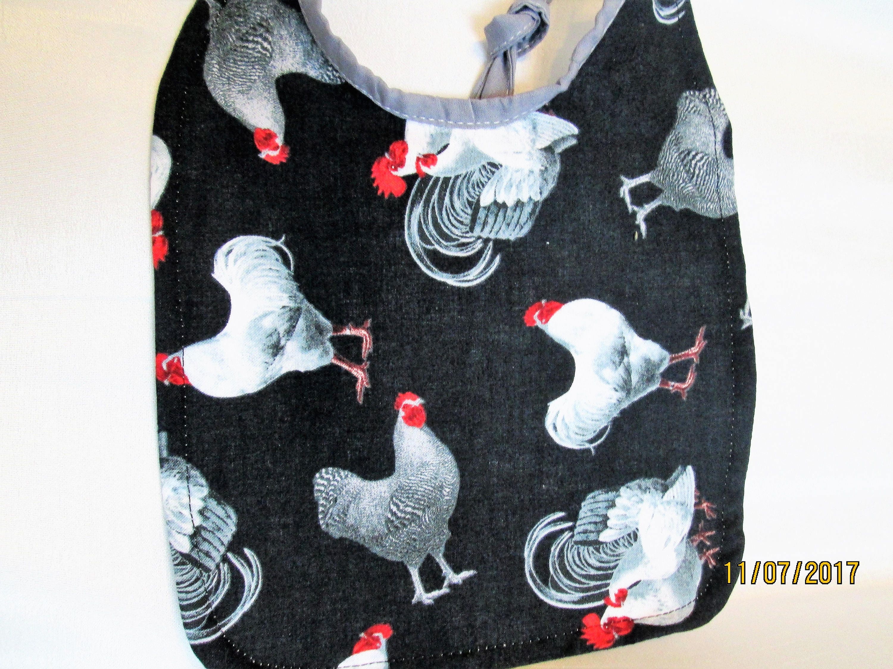 Chickens Roosters Black and White Adorable Baby Bib Great Baby Shower ...