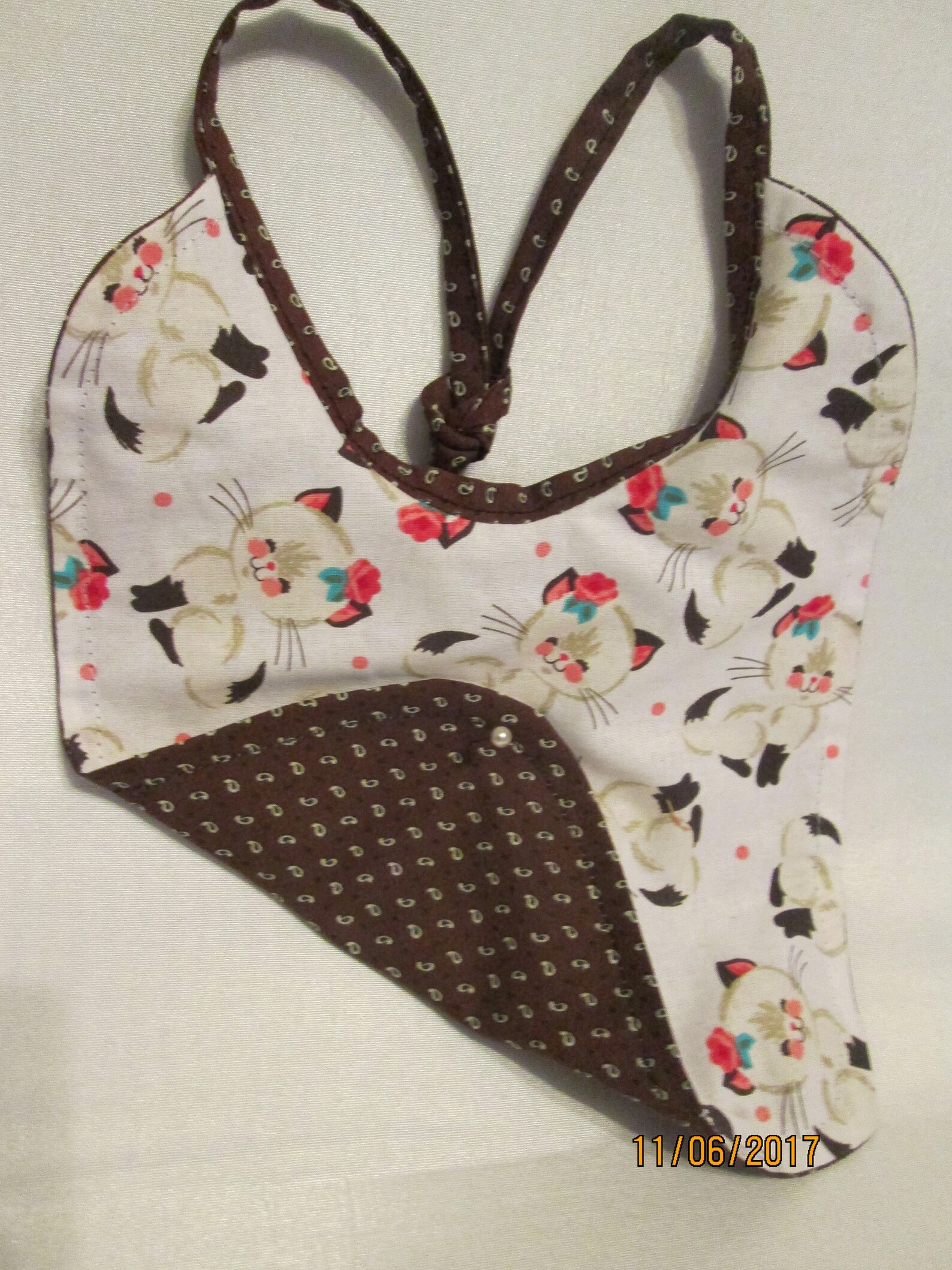 Kitten Kitty Siamese Cat Cute Baby Bib Choice of Two Backings: Brown ...