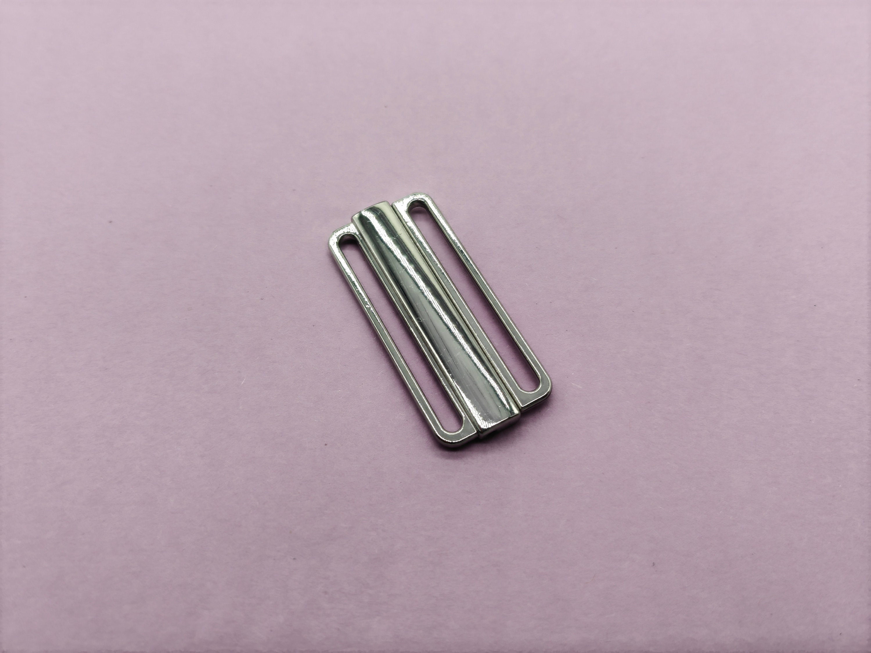 1piece- 1 5/8"(40mm)- Silver Nickel Free Front Closing Bikini Clasp ...