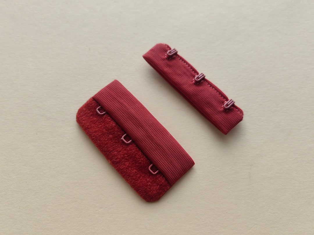 Red 3 Hook and Eye Bra Closures 0.4" X 1.95" for Bra Making Bramaking ...