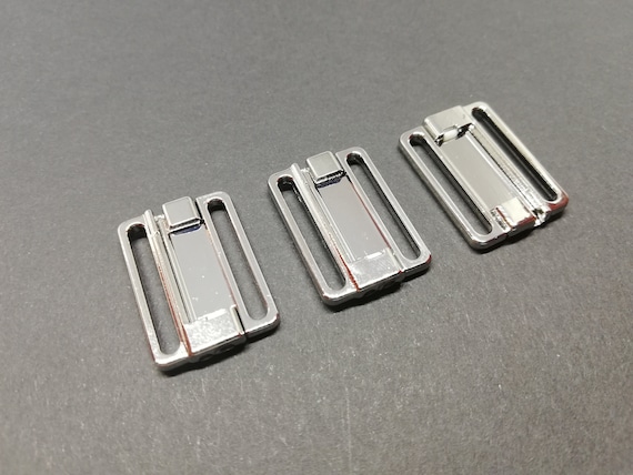 20mm Silver Nickel Free Front Closing Bikini Clasp Clickers Closure 7/9 ...
