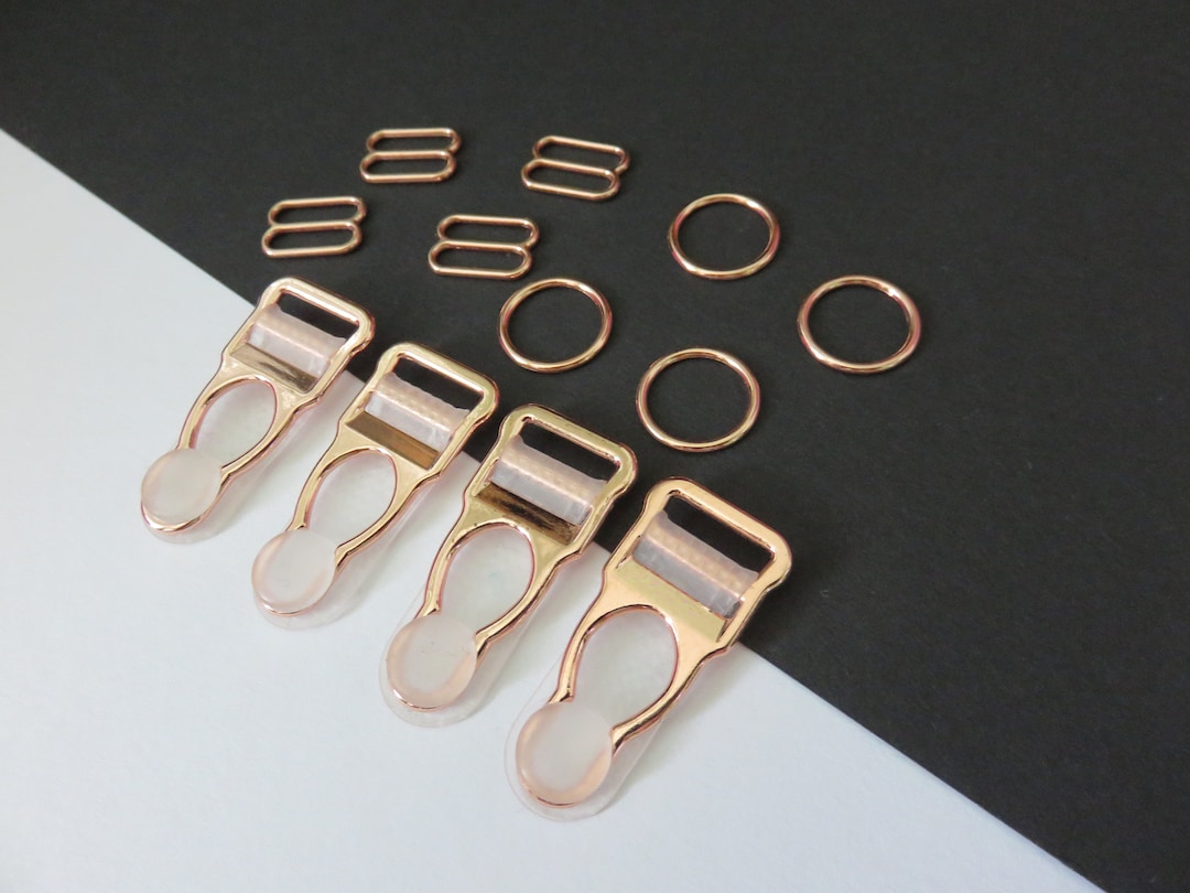 12pcs-1/2"(12mm)-rose Gold Metal Sliders,hooks & Garter Clips,suspender ...