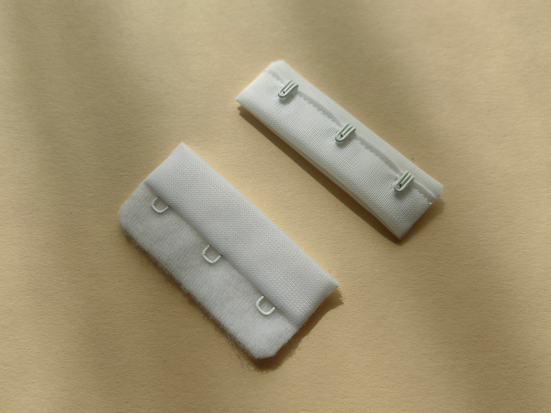 White 3 Hook and Eye Bra Closures 0.4" X 1.95" for Bra Making Bramaking ...