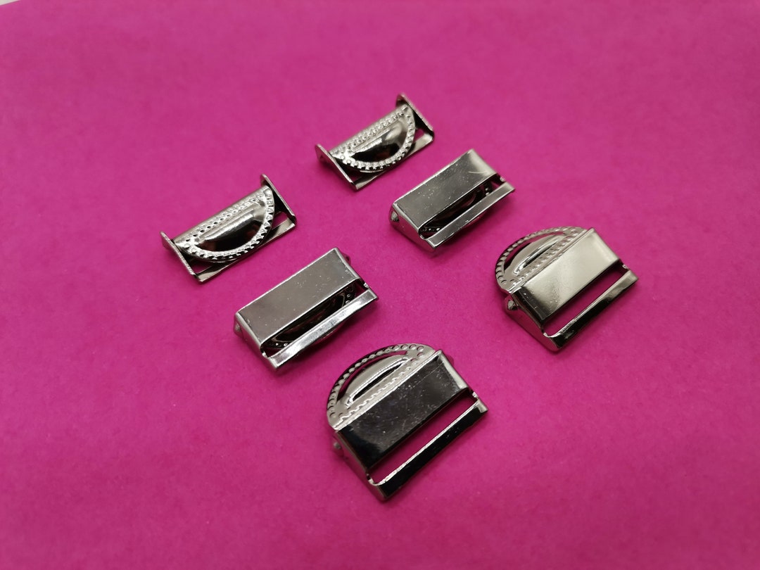 3/4"(20mm)-silver Strap Metal Adjuster Clips Garter Stocking Suspender ...