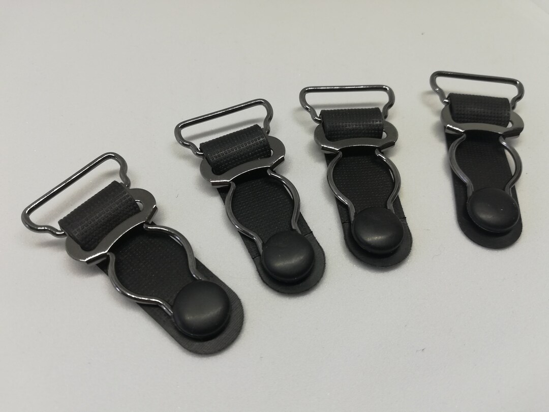 4pcs-3/4"(20mm)-gun Black+black Garter Suspender Clips,strap Adjuster ...