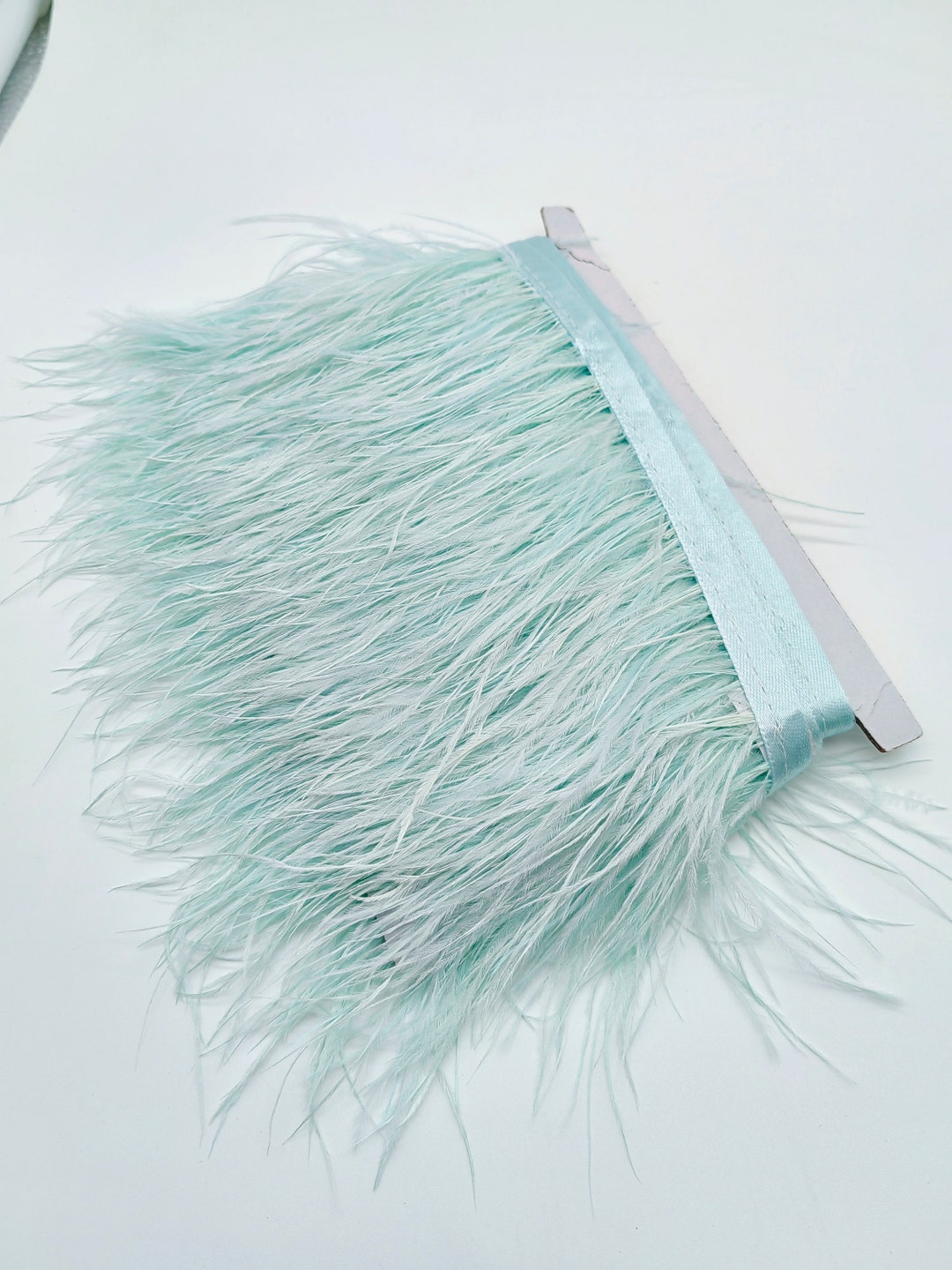 Ostrich Feather Fringe-4"(10cm)-baby Blue Feather-tassels Plume With ...