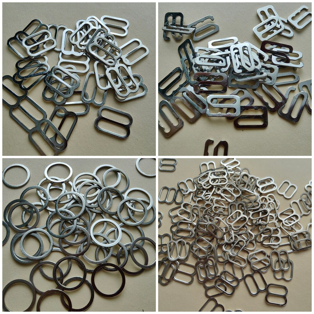 3/8"/10mm-1/2"/12mm Flat Silver Metal Ring,sliders,bra Strap Adjuster ...