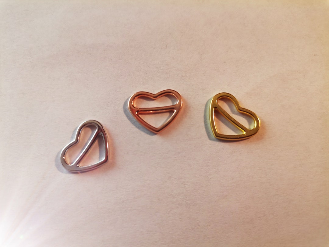 50pcs-1/3"(8mm)-heart Shape Rose Gold,gold,silver Sliders,bra Strap ...