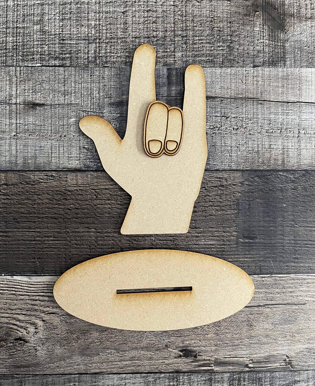 MDF ILY Hand Cutout With MDF Fingers and Mdfs Oval Base for Any Craft ...