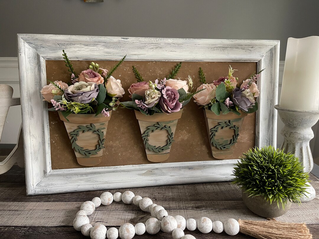 Handcrafted Beautiful Florals in 3 MDF Plant Pots and MDF - Etsy