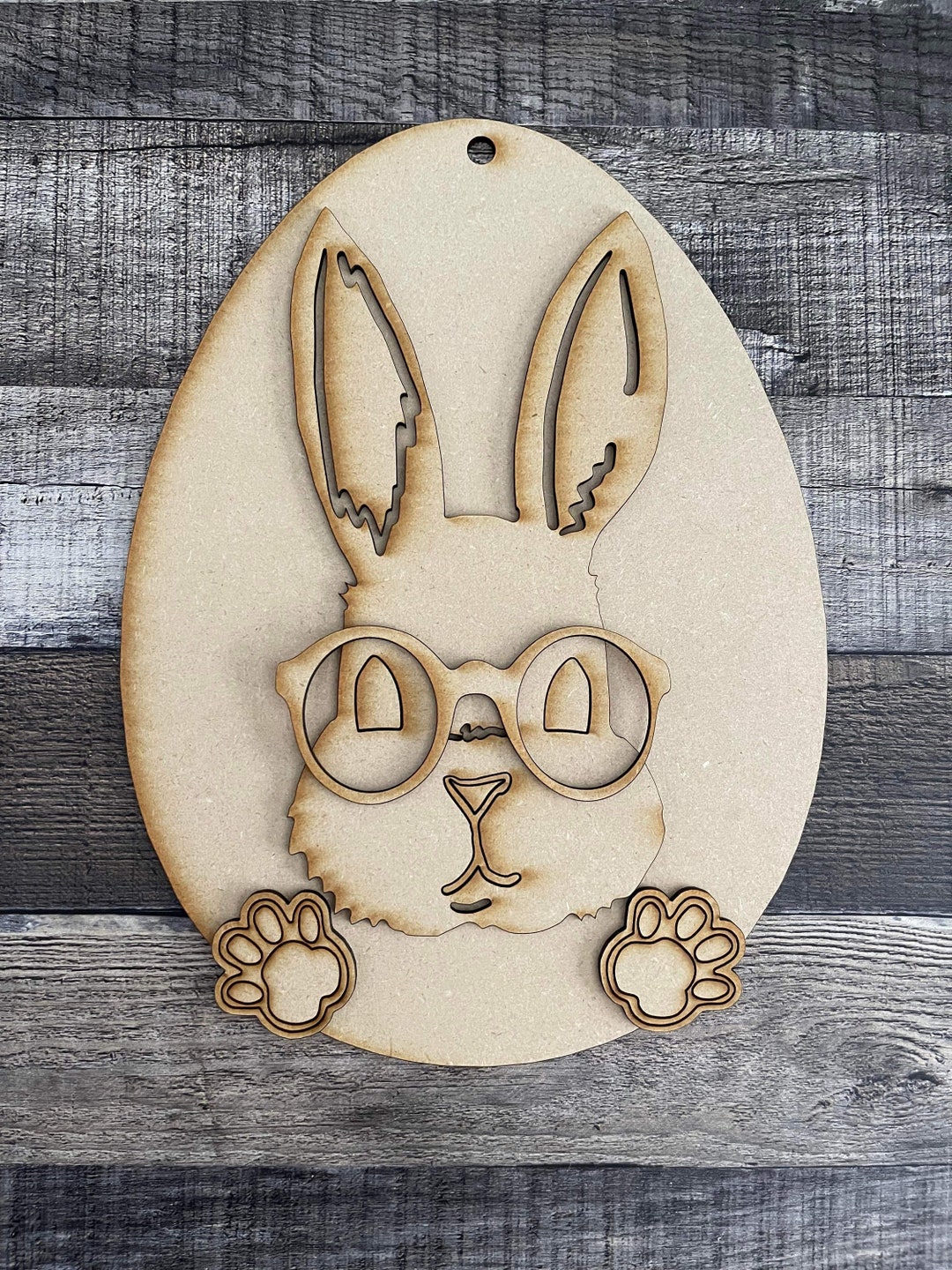 MDF Bunny With MDF Eyeglasses, MDF Bunny Paws and Mdfs Easter Egg - Etsy