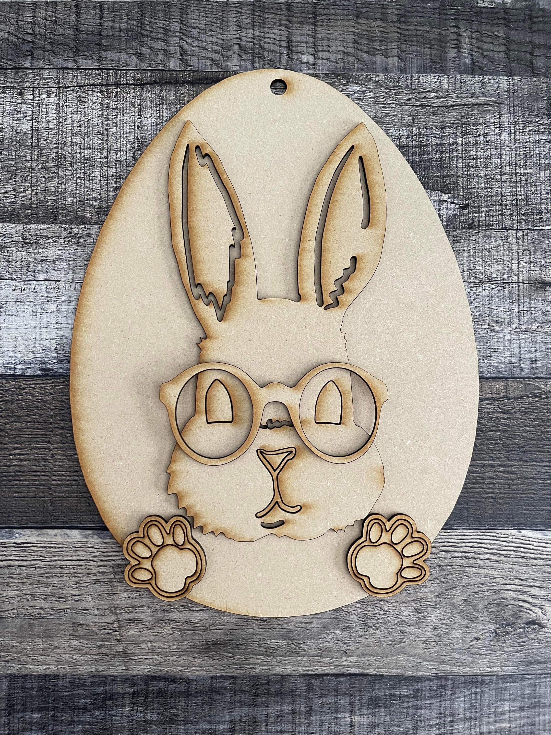 MDF Bunny With MDF Eyeglasses, MDF Bunny Paws and Mdfs Easter Egg - Etsy