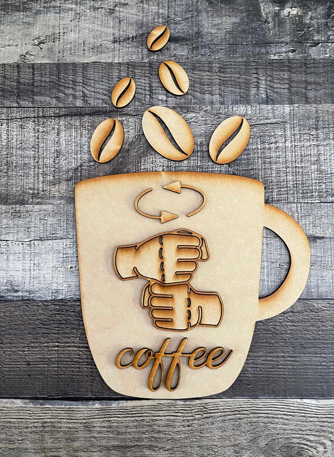 MDF Coffee Lover-sign Language Cutouts With MDF Coffee Cup Cutout and ...