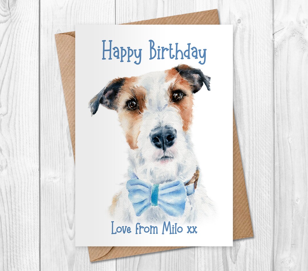 Jack Russell Birthday Card From the Dog, Can Be Personalised, Cute Wire ...