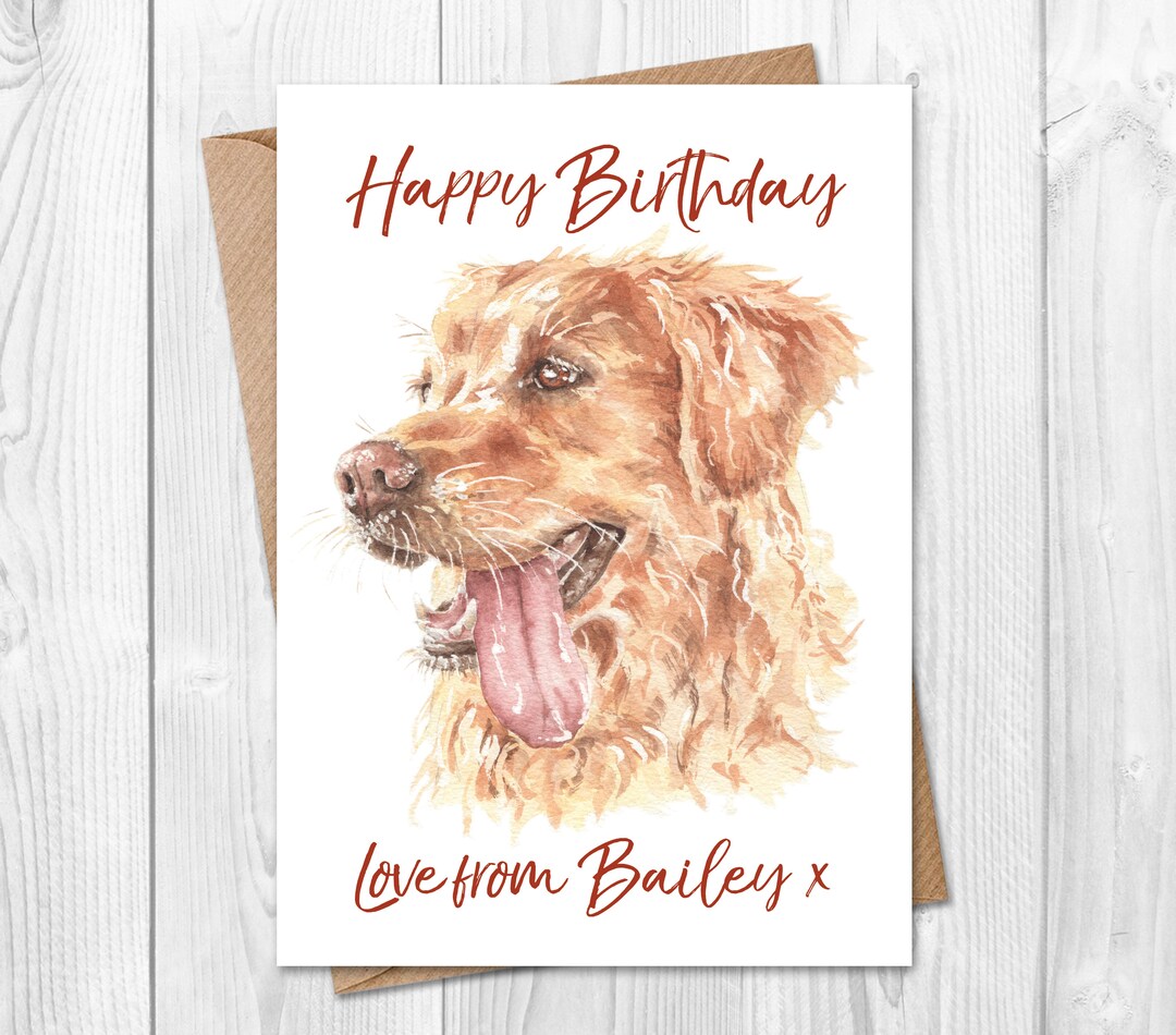 Golden Retriever Birthday Card, Can Be Personalised From the Dog for ...