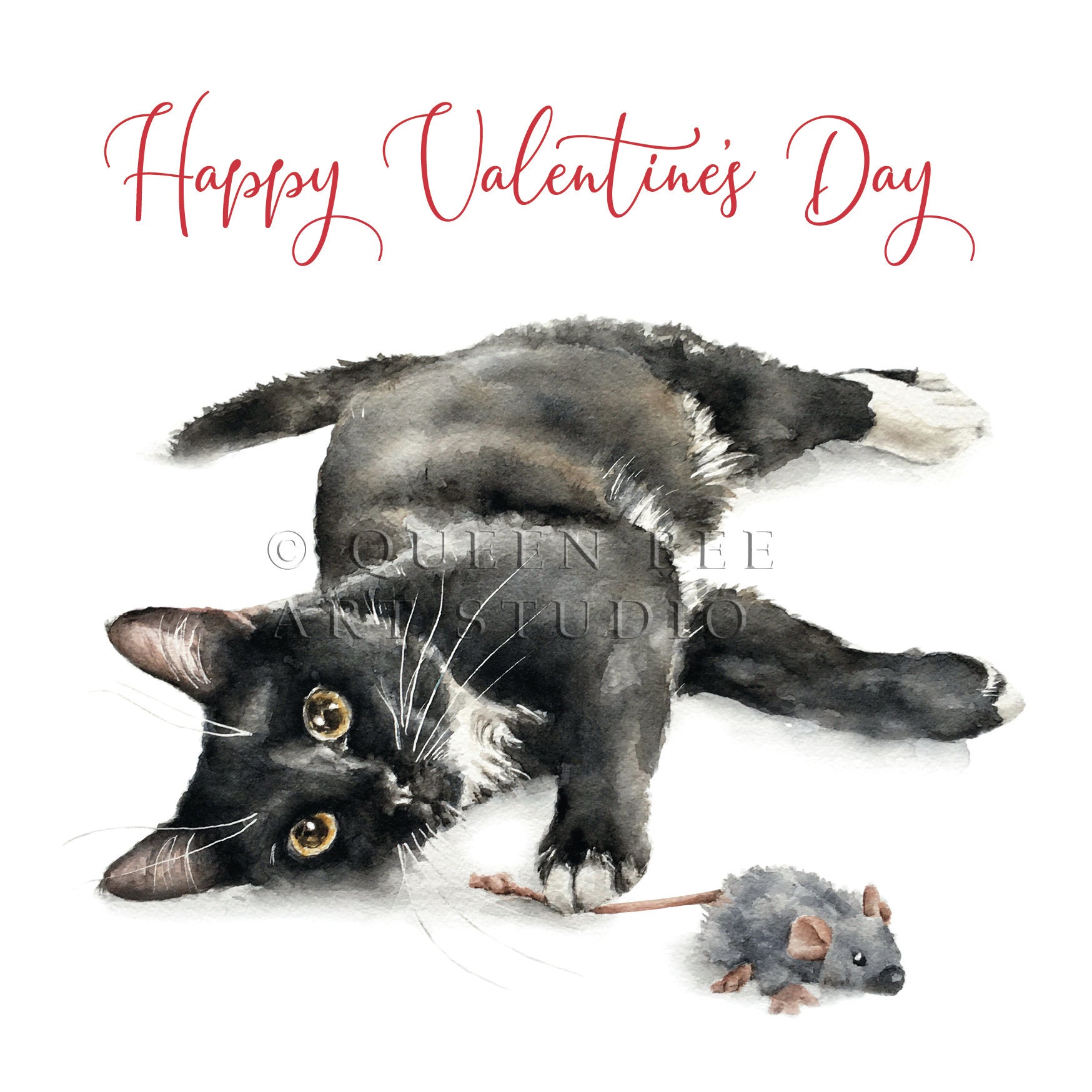 Black Cat Valentines Card Personalised Valentines Day Card | Etsy