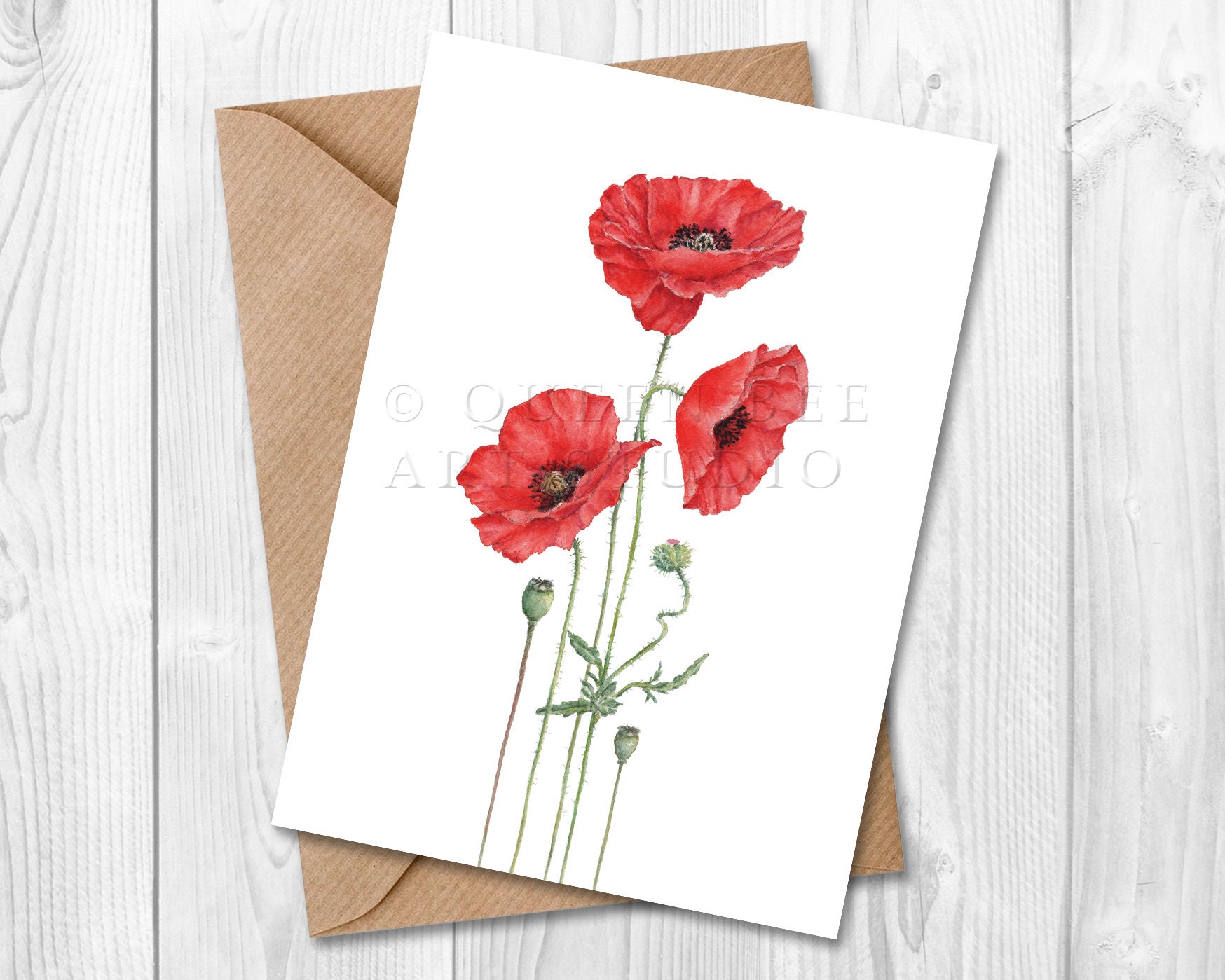 Greeting Cards Paper & Party Supplies Poppy Blank Birthday Card Paper ...