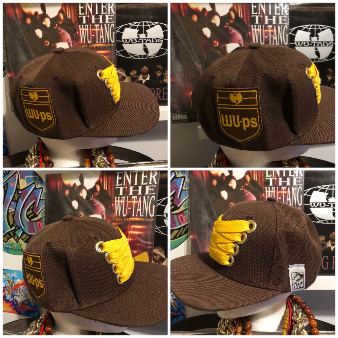 The Wu-tang Wu-ps. All Brown Snapback Cap With Fat Lace and Wu-ps Logo ...