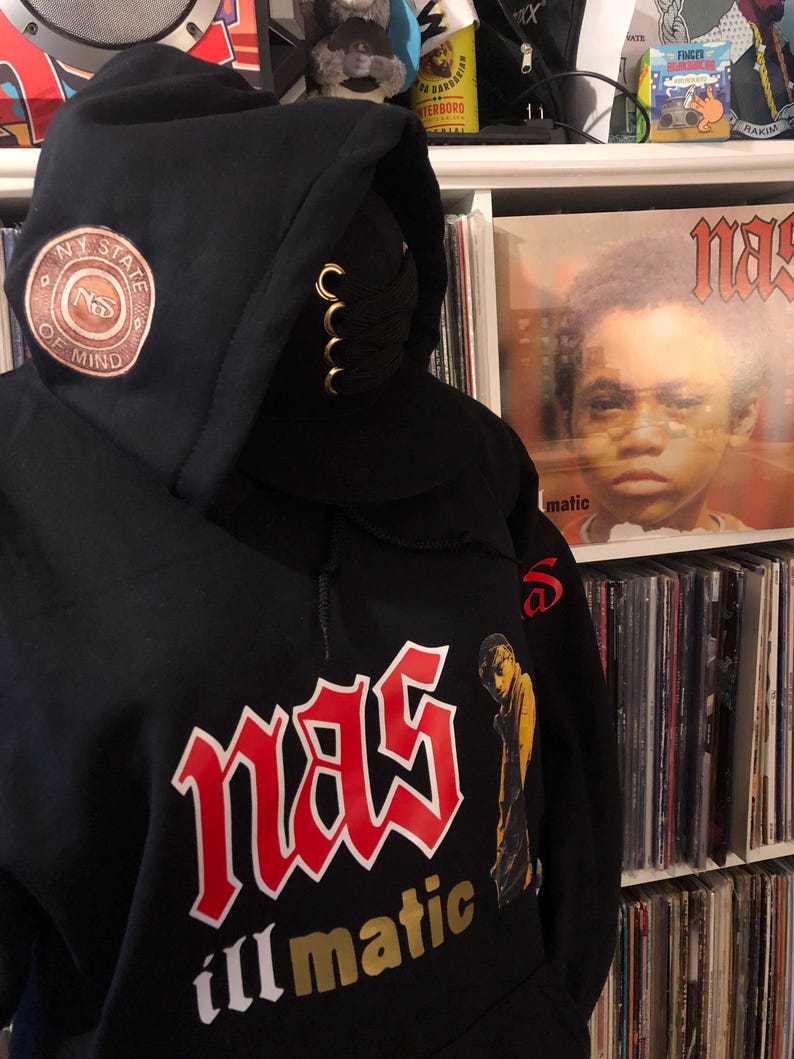 Nas Illmatic. Black Hoodie With Red and Gold Graphics. 90s Hip-hop - Etsy