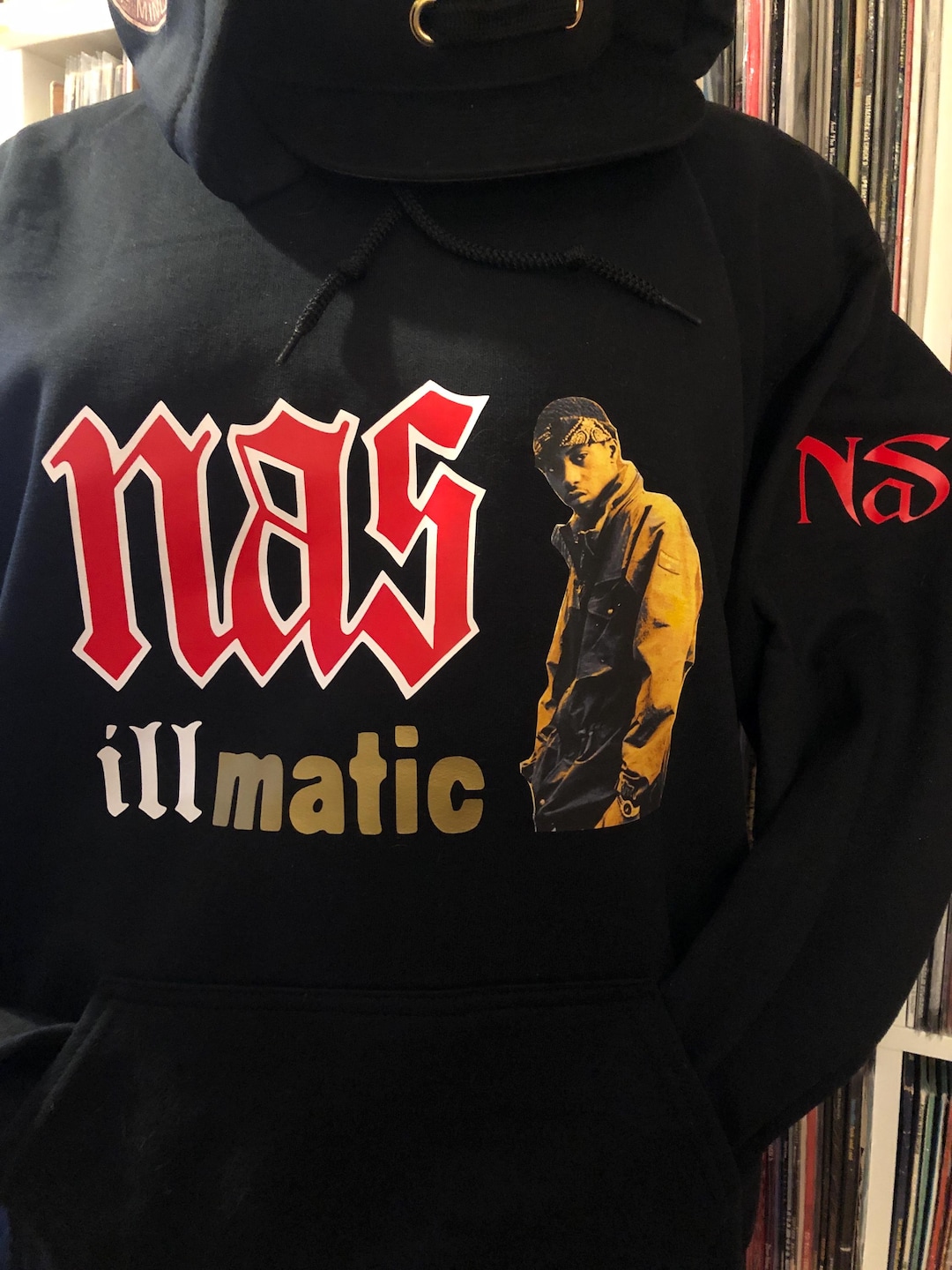 Nas Illmatic. Black Hoodie With Red and Gold Graphics. 90s Hip-hop - Etsy