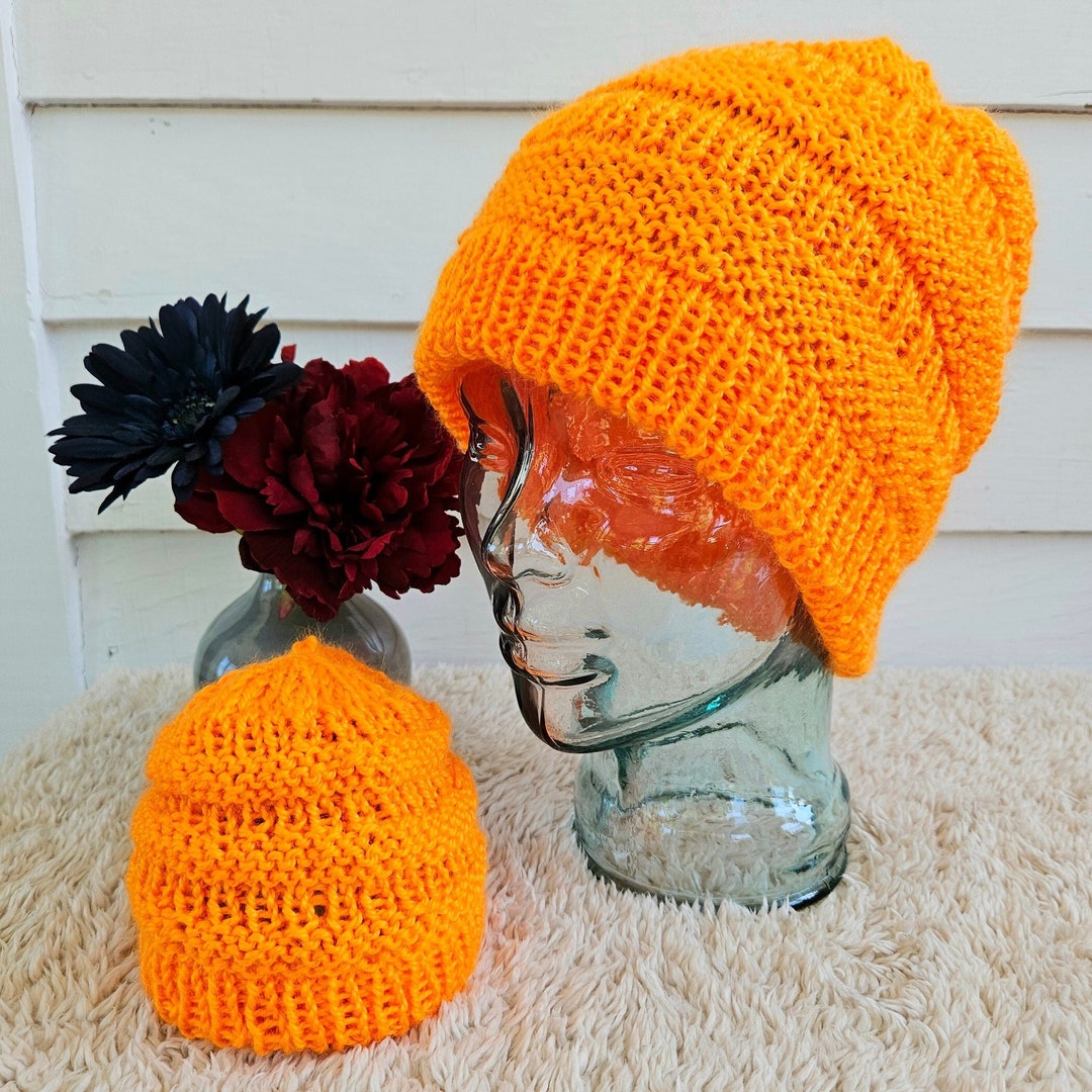 Matching Family Hats in Hot Orange, Mommy and Me Fall Color Hat, Great ...