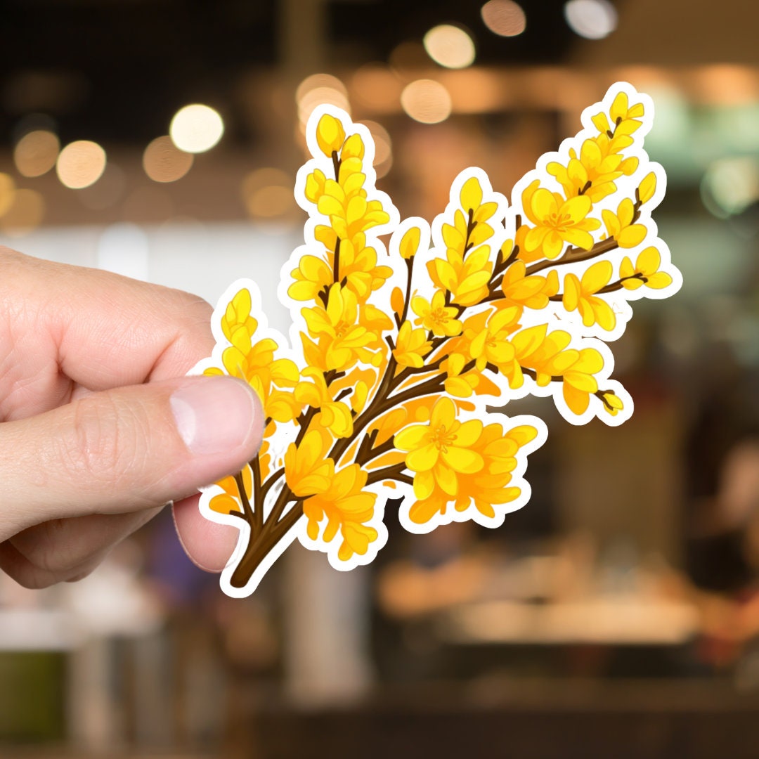 Forsythia Sticker Spring Flower Sticker Flower Sticker - Etsy