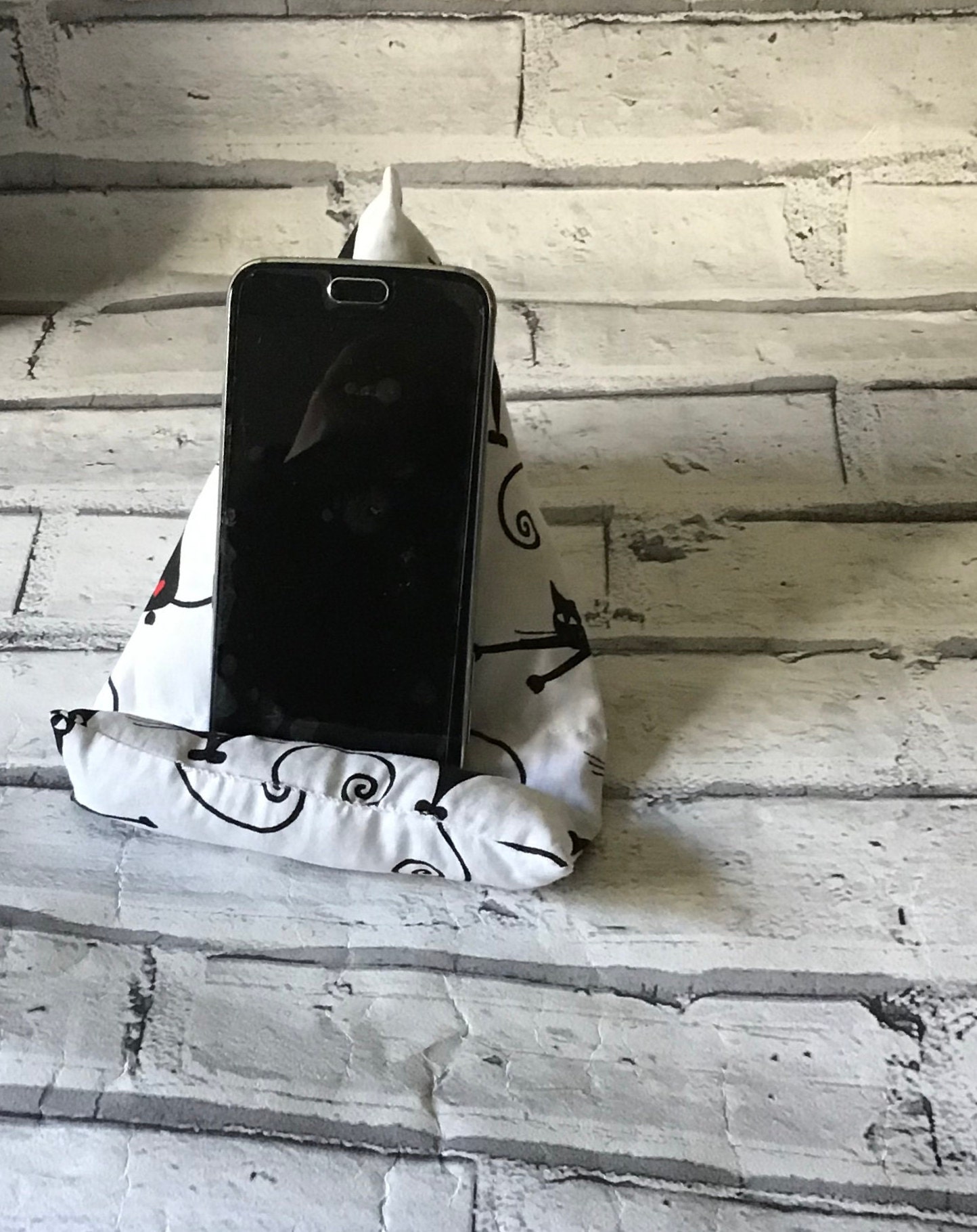 Mobile phone holder fabric phone stand black cat gift tech | Etsy