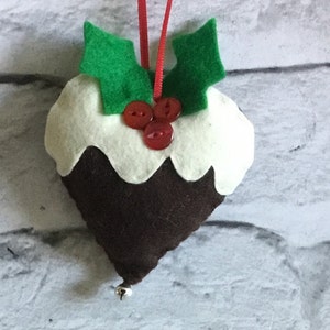 Christmas Pudding Decoration Cute Felt Heart Xmas Tree - Etsy UK