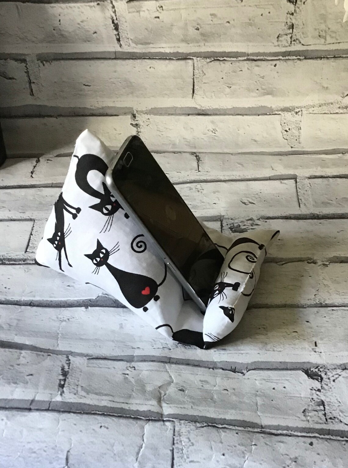 Mobile phone holder fabric phone stand black cat gift tech | Etsy