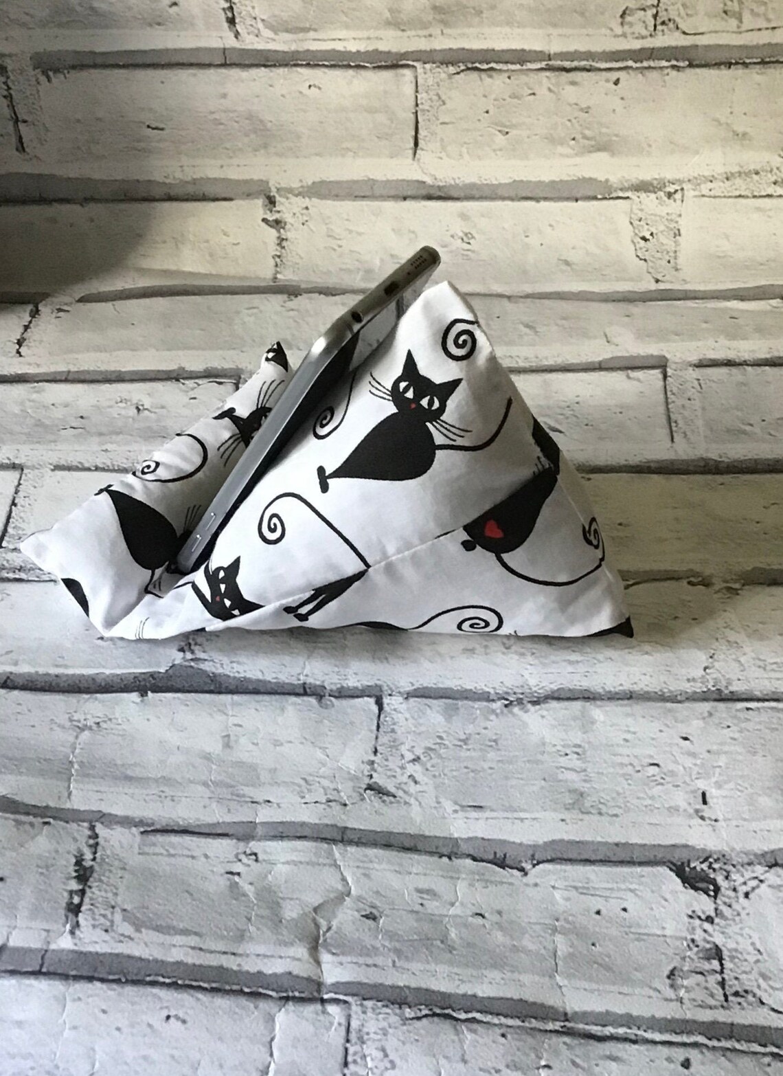 Mobile phone holder fabric phone stand black cat gift tech | Etsy