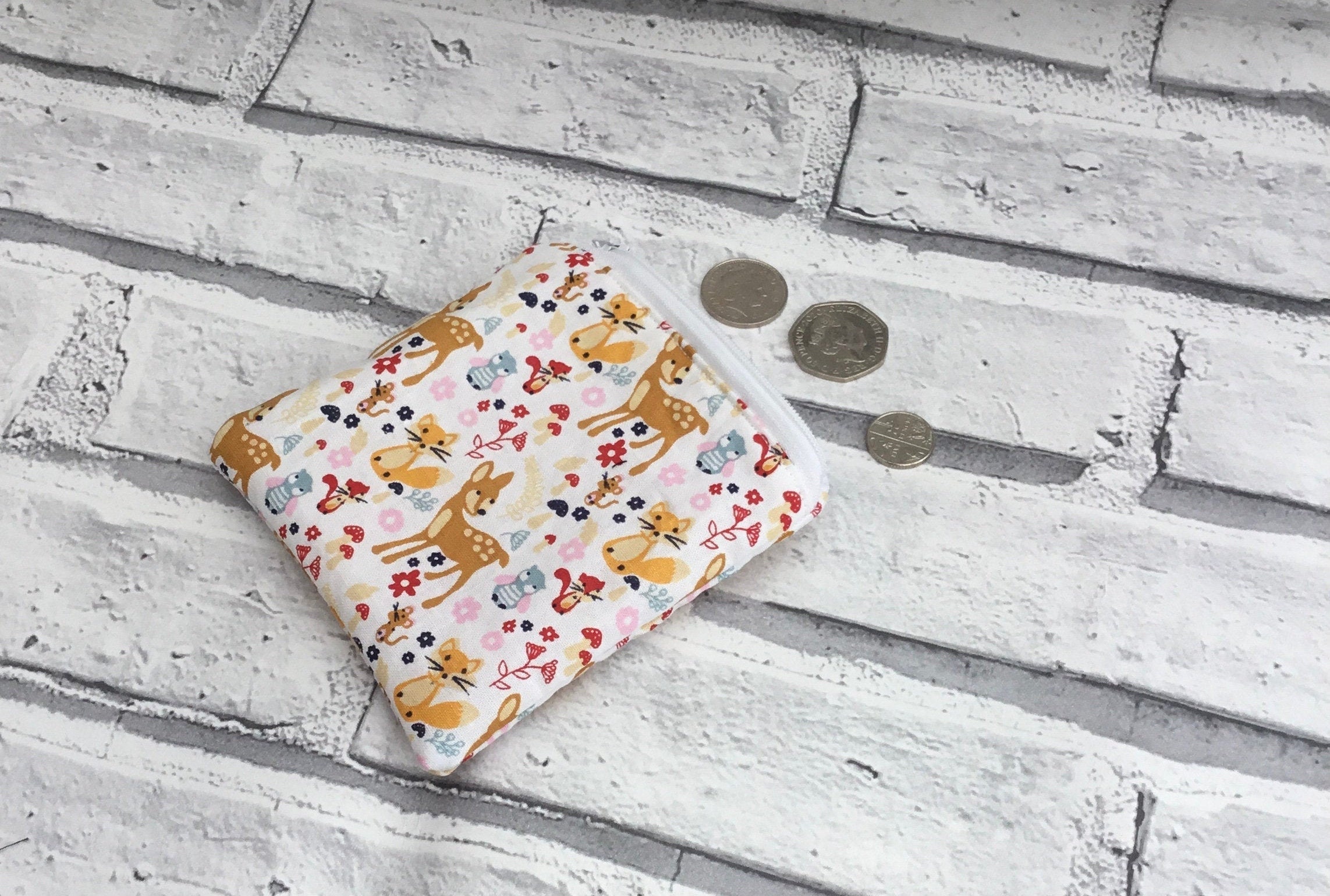 Animal coin purse zipper pouch woodland animal gift change | Etsy