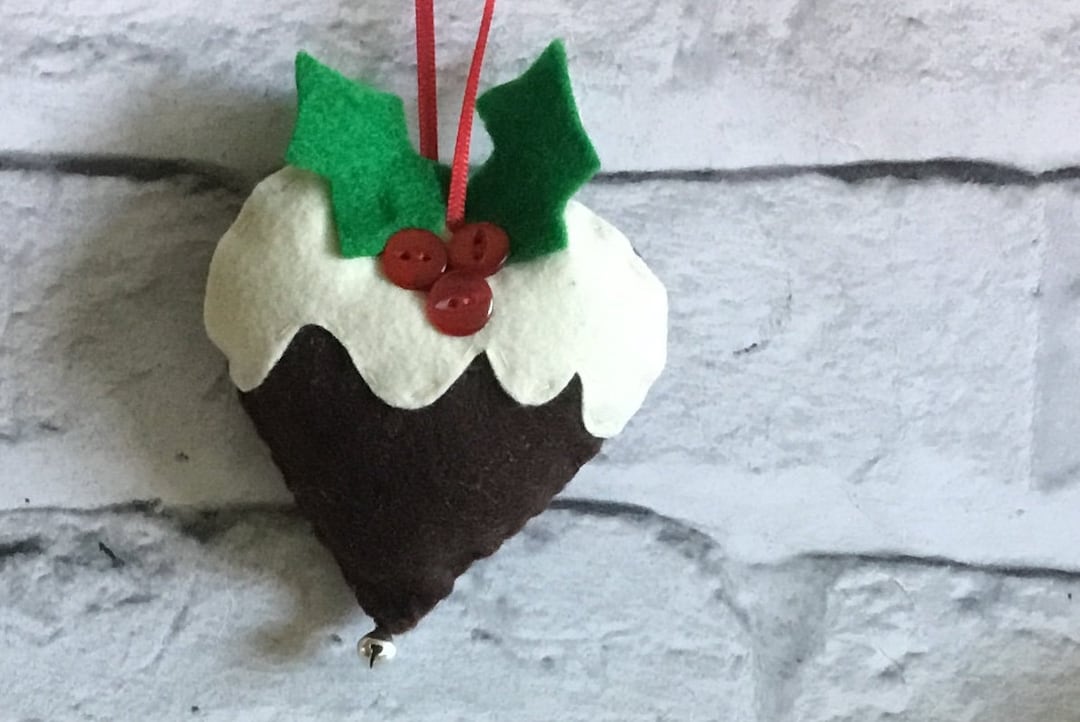 Christmas Pudding Decoration Cute Felt Heart Xmas Tree - Etsy UK