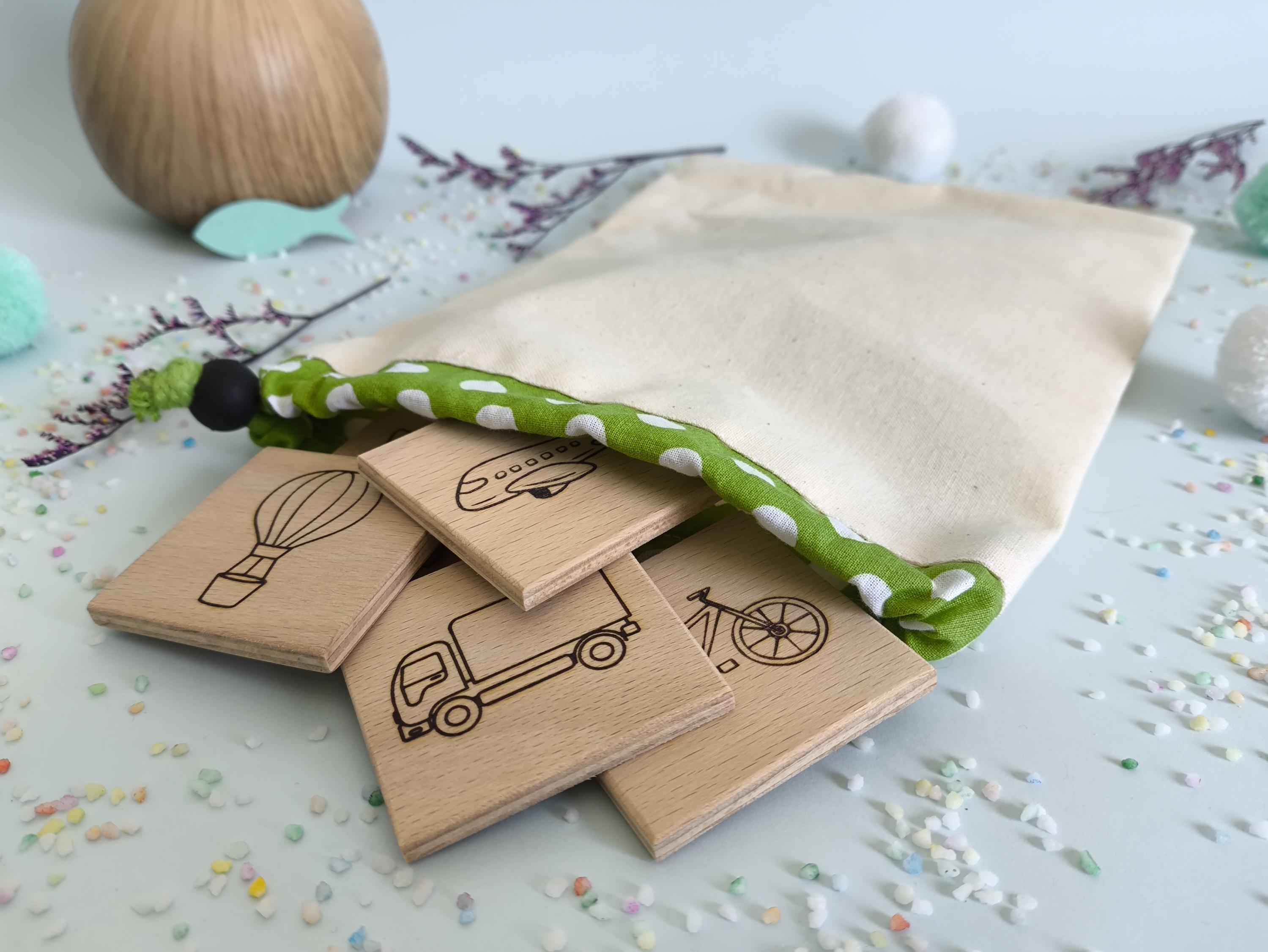 Wooden Memory Game, Montessori Matching Cards, Handmade Transportation ...