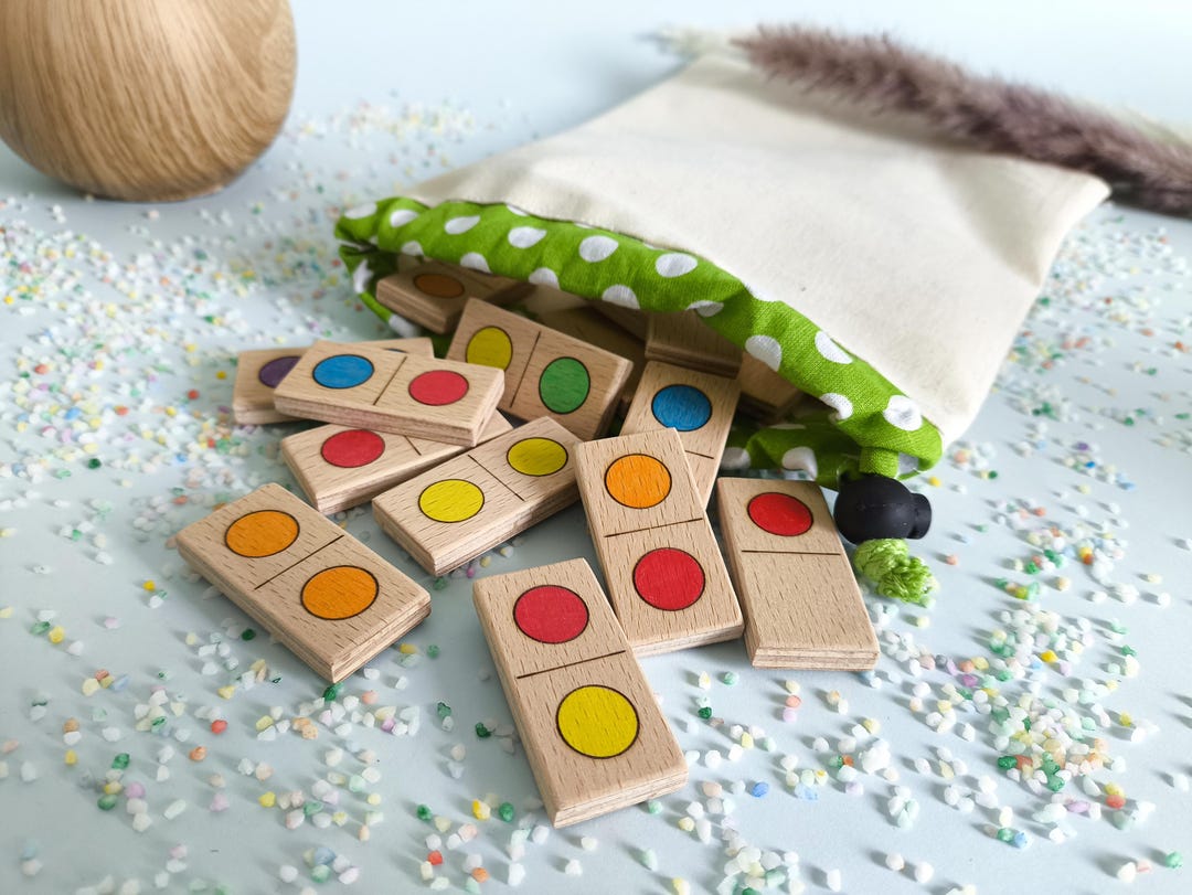 Wooden Color Dominoes Set, Handmade Educational Game, Montessori ...