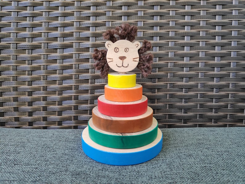 Wooden Stacking Toy, Montessori Toy, Wooden Stacker, Animal Stacker ...