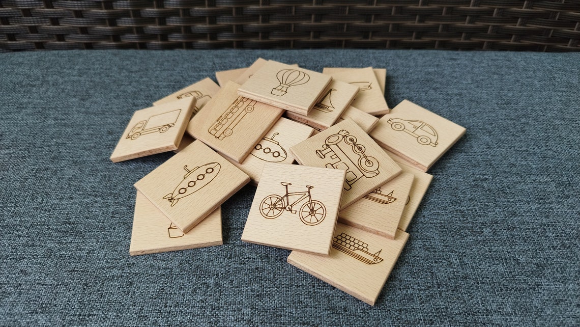 Wooden Matching Game, Memory Game, Memory 24 Pieces, Matching Cards ...