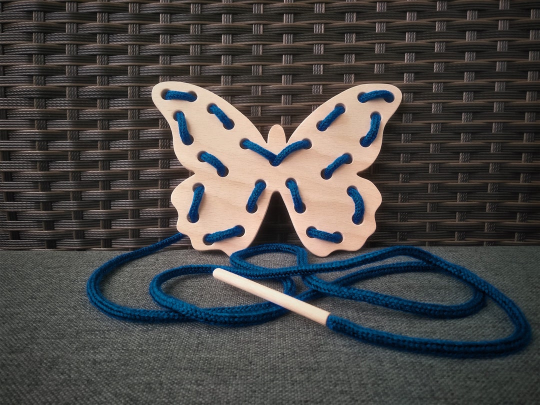 Wooden Lacing Toy, Lacing Toy, Lacing Wood, Lacing Buttefly, Butterfly ...