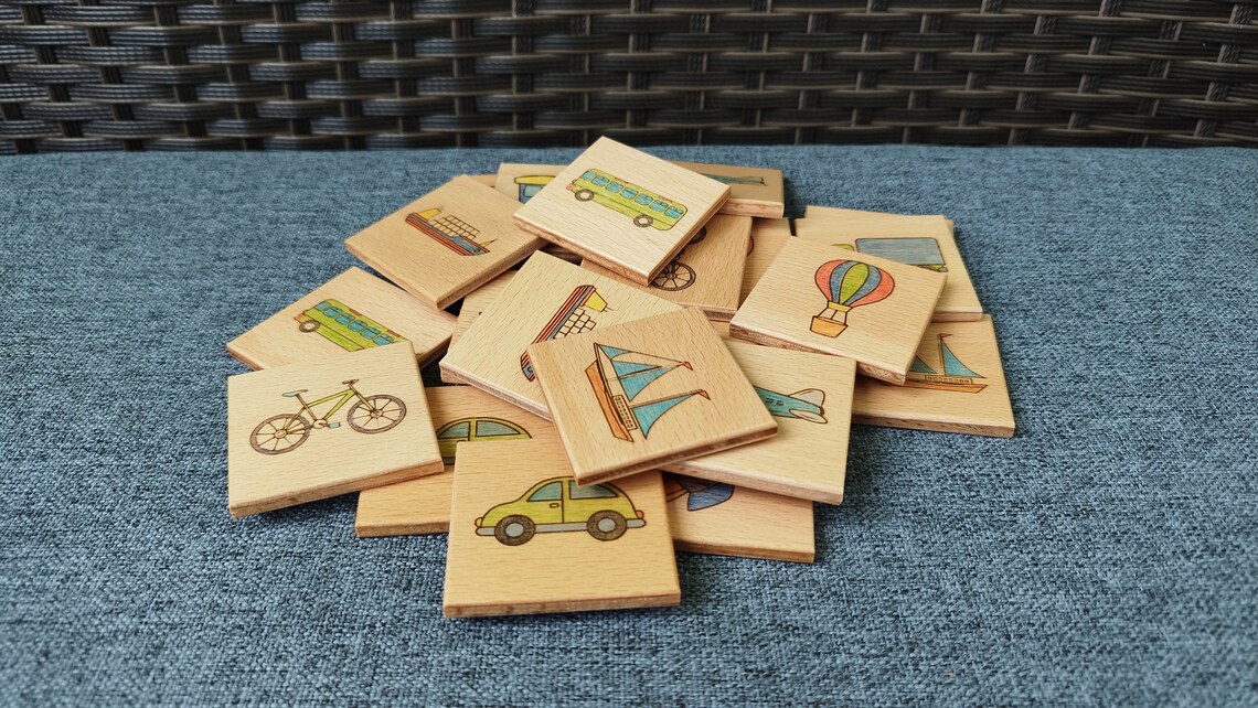 Memory-Spiel aus Holz, Montessori Spielzeug, Memory-Spiel für Kinder ...