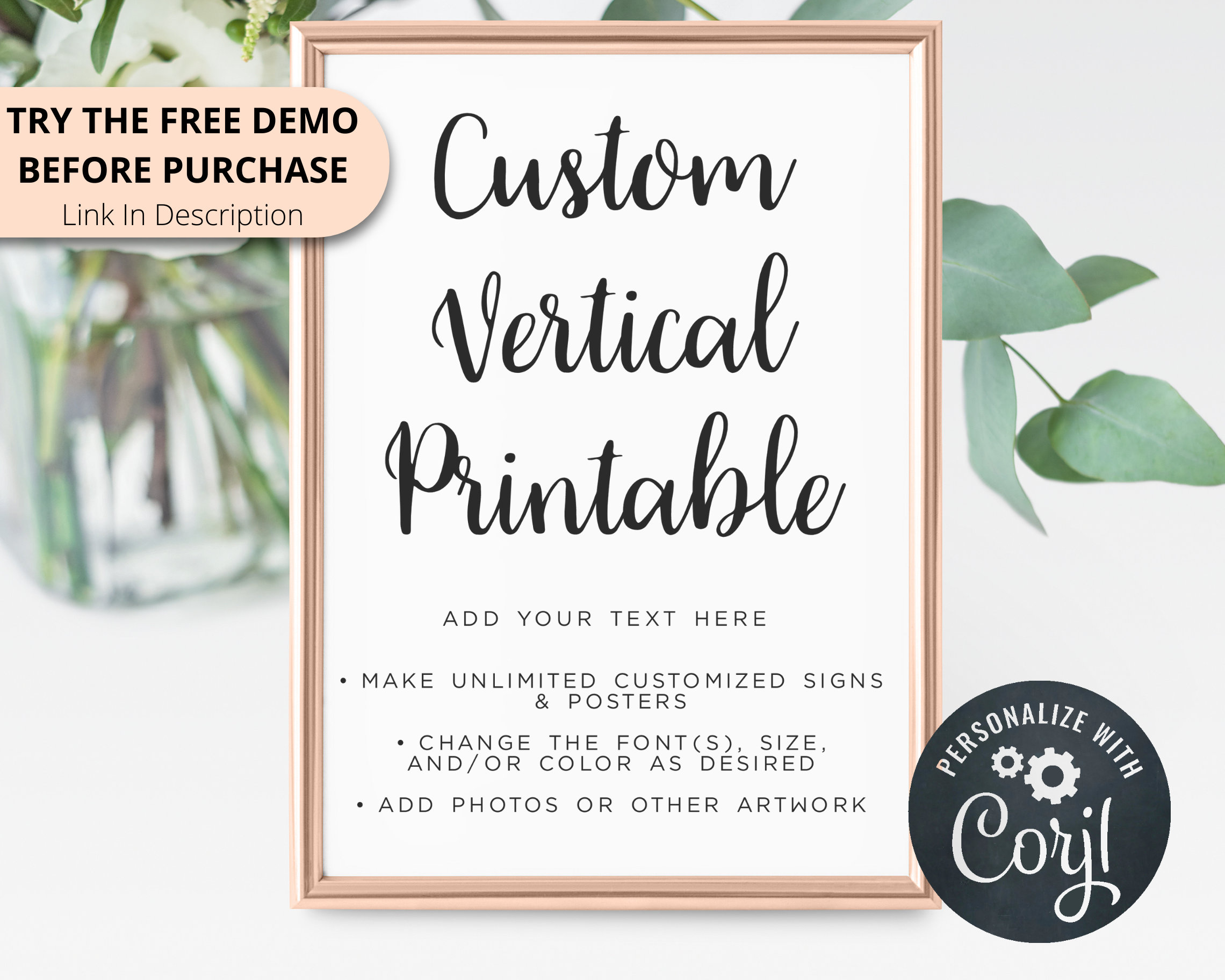 Custom Printable Sign Vertical Poster 6 Sizes: 5x7 8x10 - Etsy