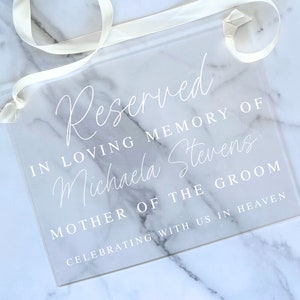 Frosted Acrylic Reserved Wedding Sign - Personalized Wedding Sign ...