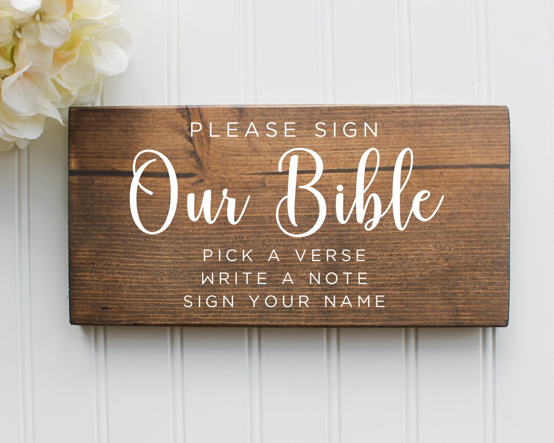 Please Sign Our Bible| Wedding Sign| Wood Wedding Sign| Rustic Wedding ...